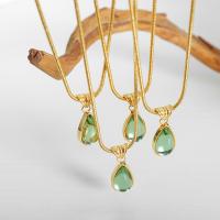 China French vintage olive-green blue drops pendant non-fading niche design necklace for sale