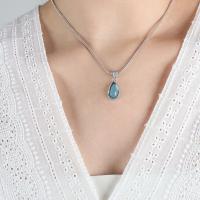 China French vintage olive-green blue drops pendant non-fading niche design necklace for sale