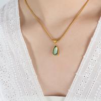 China French vintage olive-green blue drops pendant non-fading niche design necklace for sale