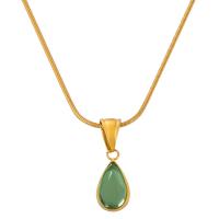 China French vintage olive-green blue drops pendant non-fading niche design necklace for sale