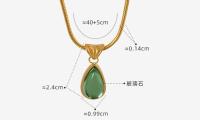 China French vintage olive-green blue drops pendant non-fading niche design necklace for sale