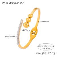China Geometric Hollow Diamond Inlay Paved Zircon Bangles Titanium Steel Gold Plated Bracelet Z051 for sale