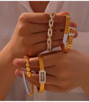 China Geometric Hollow Diamond Inlay Paved Zircon Bangles Titanium Steel Gold Plated Bracelet Z051 for sale