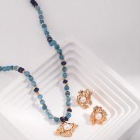 China Gold Natural Pearl Encased Pendant Necklace with Aquamarine and Lapis for sale