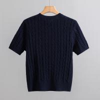 China Golden Silk Wool Twist-Texture Crewneck Crop Top for sale