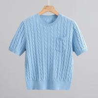 China Golden Silk Wool Twist-Texture Crewneck Crop Top for sale