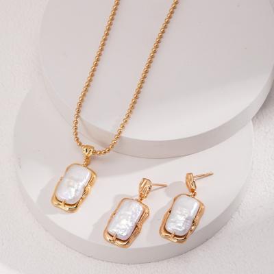 China High end Long Baroque Pearl Necklace and Earring Set with 925 Sterling Silver for sale