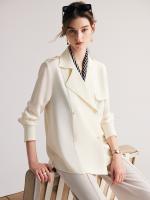 China High quality heavy mommy silk long sleeve lapel suit trench coat for sale