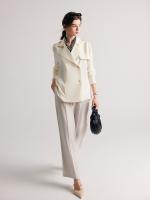 China High quality heavy mommy silk long sleeve lapel suit trench coat for sale