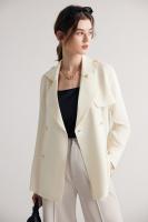 China High quality heavy mommy silk long sleeve lapel suit trench coat for sale