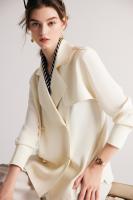 China High quality heavy mommy silk long sleeve lapel suit trench coat for sale