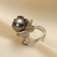 China High-End Black Seawater Pearl Finger Ring – 925 Sterling Silver for sale