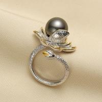 China High-End Black Seawater Pearl Finger Ring – 925 Sterling Silver for sale