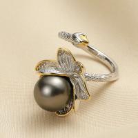 China High-End Black Seawater Pearl Finger Ring – 925 Sterling Silver for sale