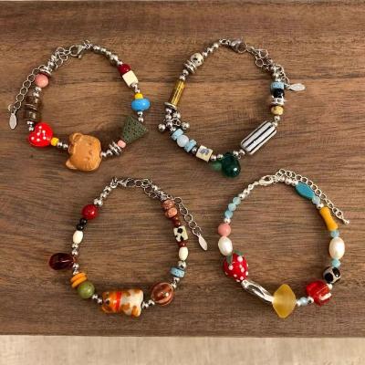 China High-End Niche Vintage Natural Stone Beaded Stacking Bracelet for sale