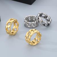 China Hip-Hop Titanium Stainless Steel Hollow Chain Twisted Ring Cuban Double Men’s Ring Jewelry-DGRM-KR107880-KJX for sale