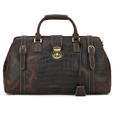 China Luxury Crocodile Pattern Cowhide Leather Duffel Bag for sale