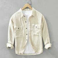 China Luxury Double pocket long sleeve casual linen shirt for sale