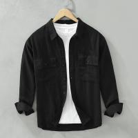 China Luxury Double pocket long sleeve casual linen shirt for sale