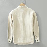 China Luxury Double pocket long sleeve casual linen shirt for sale