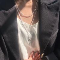 China Luxury high-end double stacking ultra-long S925 sterling silver necklace for sale
