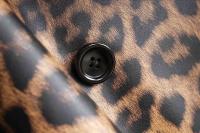 China Luxury Leopard Print Genuine Sheepskin Leather Trench Coat for Women for sale