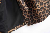 China Luxury Leopard Print Genuine Sheepskin Leather Trench Coat for Women for sale