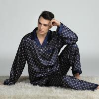 China Men’s Printed Silk Pajama Suit sleepwear for sale