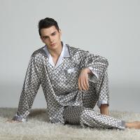 China Men’s Printed Silk Pajama Suit sleepwear for sale