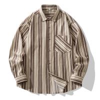 China Men’s Spring and Autumn Casual High-End Shirt Jacket Vertical Striped Long Sleeved GZHK-2636 for sale