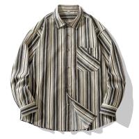 China Men’s Spring and Autumn Casual High-End Shirt Jacket Vertical Striped Long Sleeved GZHK-2636 for sale