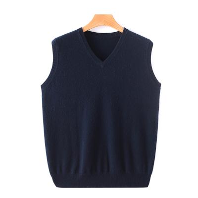China Men’s 100% Pure Cashmere V-Neck Sweater Vest – Luxury Pullover Knit for Autumn for sale