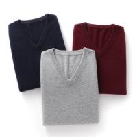 China Men’s 100% Pure Cashmere V-Neck Sweater Vest – Luxury Pullover Knit for Autumn for sale