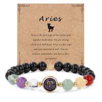 China Natural Mixed Gemstone Round Beads Zodiac Bracelet for sale
