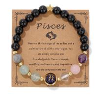 China Natural Mixed Gemstone Round Beads Zodiac Bracelet for sale