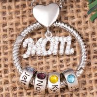 China Personalised Circle Pendant with Engraved Birthstone Charm for sale