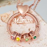 China Personalised Circle Pendant with Engraved Birthstone Charm for sale