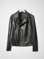 China Premium Sheepskin Leather Jacket with Zipper & Lapel Collar for sale