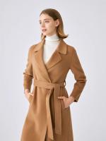 China pure cashmere long belted coat for sale