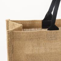 China Reusable Printed Jute Tote Bag with Cotton Handles for sale
