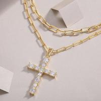 China S925 Silver Layered Necklace with Moissanite Cross Pendant for sale