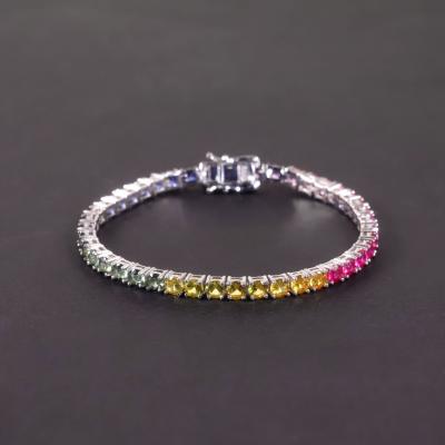 China S925 Sterling Silver Sapphire Tennis Bracelet for sale