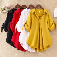 China Women’s Summer Mid Length Short Sleeve Chiffon Shirt for sale