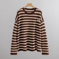 China Striped Pure Wool Loose Sweater For women for sale