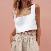 China Summer short sleeveless camisole linen neck crop top for sale