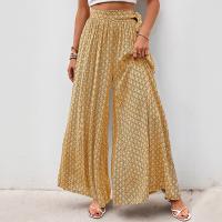 China Tie waist casual wide legged loose lace-up printed pants for sale