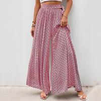 China Tie waist casual wide legged loose lace-up printed pants for sale