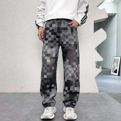 China Vintage Mosaic Baggy Jean Denim Pants for sale
