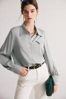 China Women’s solid color Mulberry silk shirt for sale