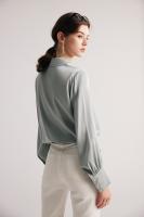China Women’s solid color Mulberry silk shirt for sale